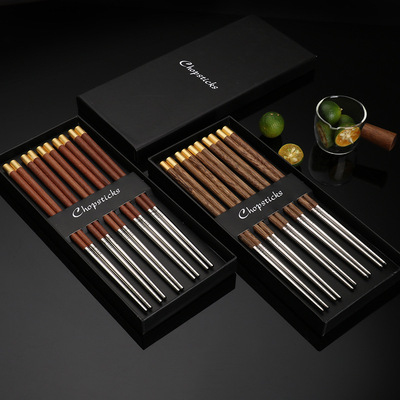 304 stainless steel chicken wings, wooden chopsticks, hotel tableware, solid wood gifts, red sandalwood wood for home u