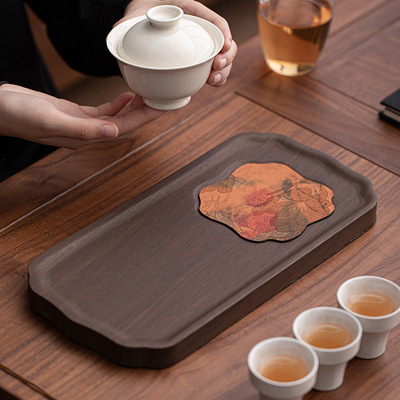 Walnut crabapple teapot, fabric cushion, tea tray, small household dry brewing table, light luxury high-end tea brewing