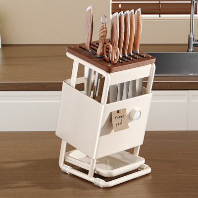 Middle ancient style oblique insertion knife storage for household multifunctional kitchen knives, integrated counterto