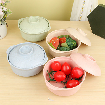 Wheat straw clay pot bowl, Japanese household rice soup bowl, children's tableware, eating bowl, can be printed with lo