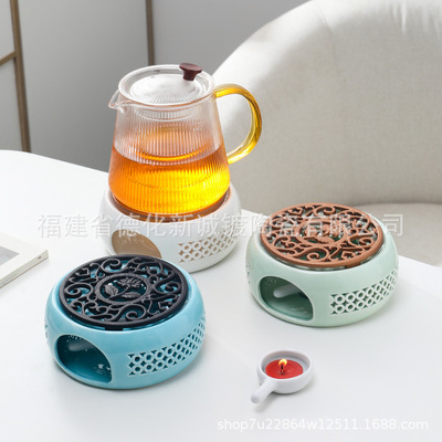 Ceramic tea stove, Japanese hollow insulation stove, tea warmer, candle heating, glass pot, insulation base