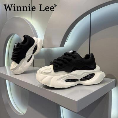 Winnie Lee2025春夏底鞋，厚底时尚休闲鞋，个性化增高气垫鞋，舒