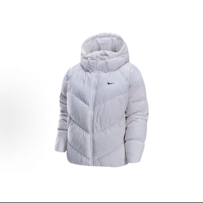 NIKE耐克 女款纯色防风防泼水连帽面包羽绒服白色女款HF7871-100