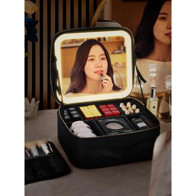 LED light cosmetic box with mirror 带LED灯轻奢化妆收纳箱