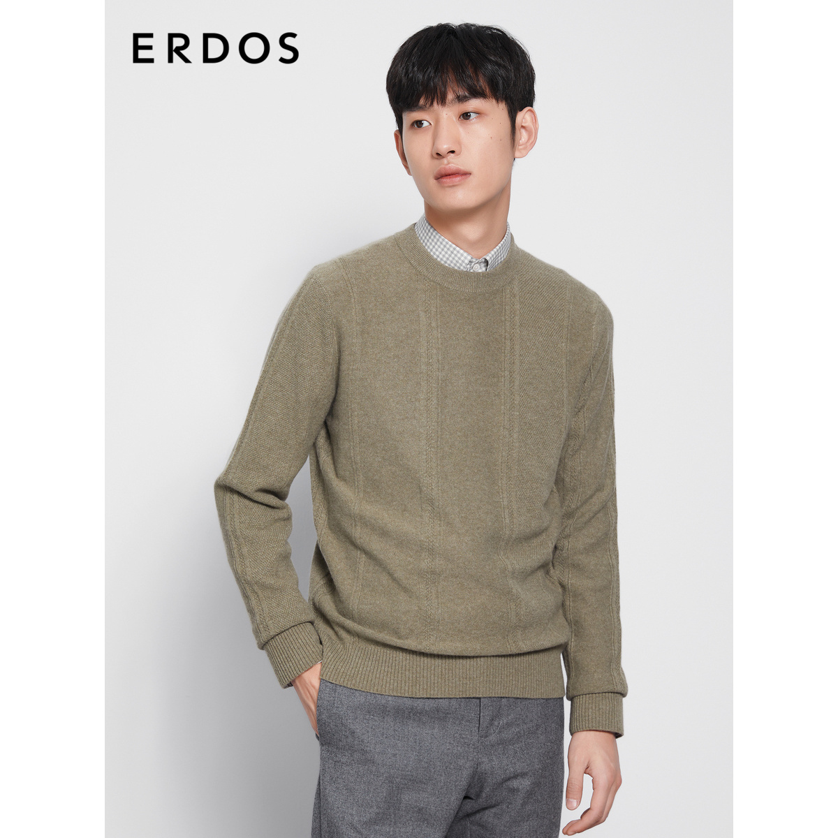 ERDOS 男装纯羊绒针织衫圆领翻花修身套衫商务休闲质感百搭针织 - 小编推荐 - WePost 全民代运 - 马来西亚中国淘宝代运与集运专家