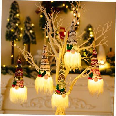Christmas tree decoration pendant with lights faceless doll
