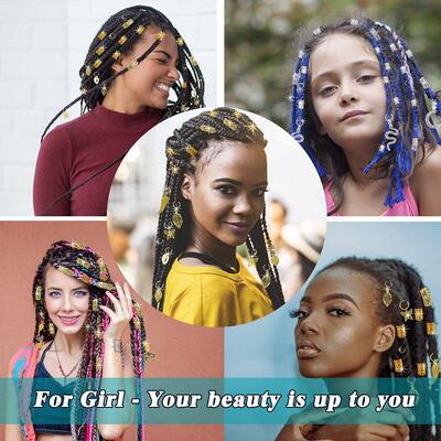 African Hair Rings Beads Cuffs Tubes Hair Braids Accessories