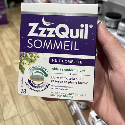 法国本土版Zzzquil天然褪黑素 调理睡眠 熬夜解压缓解安睡28片