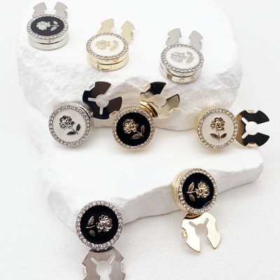 跨境热卖button cover美人头像纽扣套珍珠合金乌龟扣夹衬衫袖扣