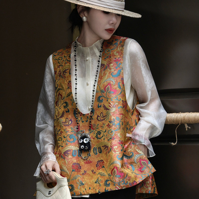 一念轻奢店领马甲女春季百搭显瘦复古盘扣背心外搭上衣马甲A9849