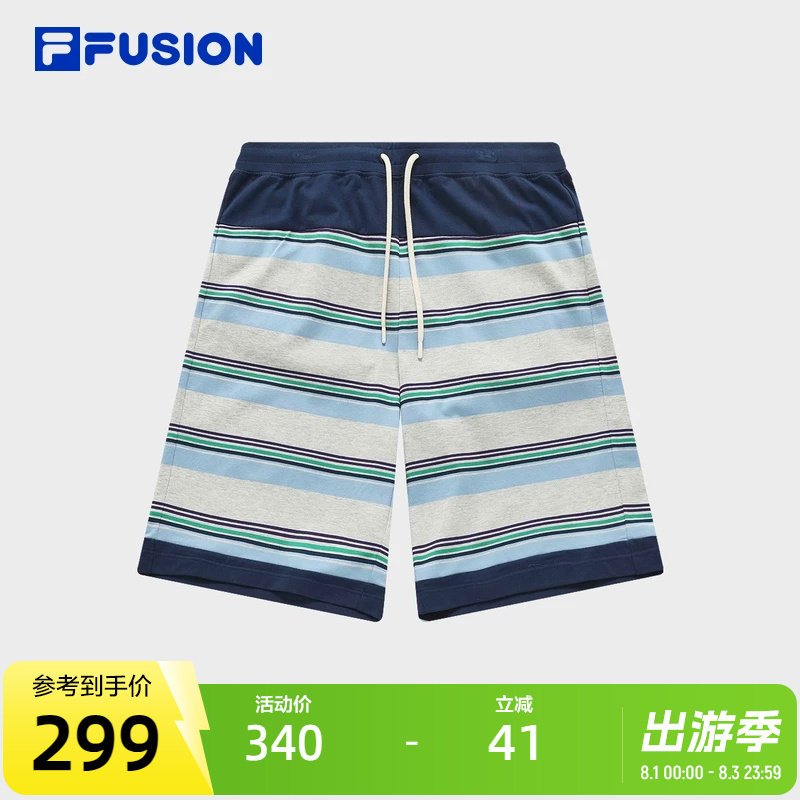 FILA FUSION x FACETASM斐乐潮牌针织五分裤男2024夏新款条纹短裤