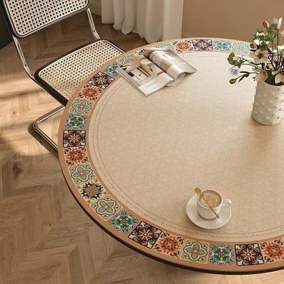 圆形防水防油美式桌布隔热简约