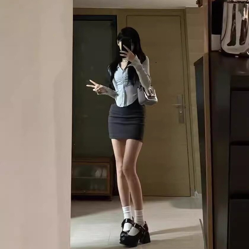 高腰包臀裙短裙弹力紧身半身裙收腰遮肉遮肚子显瘦显高一步裙纯欲