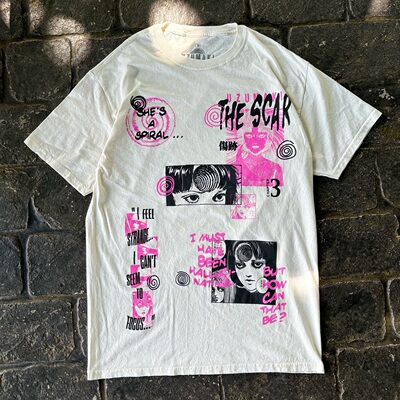 漩涡Uzumaki伊藤润二日系动漫白色短袖T恤宽松个性设计感半袖上衣