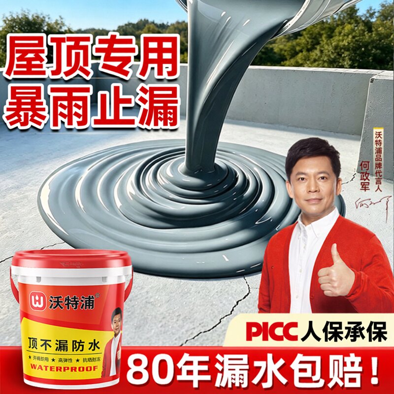 沃特浦防水涂料屋顶裂缝渗水补漏专用防水胶材料外墙面防漏堵漏王