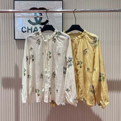 云朵26夏上新轻奢优雅舒适度假风显瘦苎麻小衫(不含下装)w875