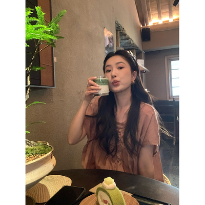 isaro uu 天丝苎麻皱皱打揽~自在慵懒微蝙蝠袖上衣