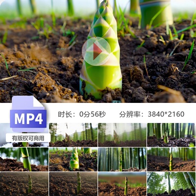 高清竹林新笋生长延时摄影竹笋破土而出春天绿色生命力视频素材