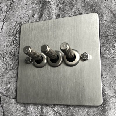 PIALT工业风拨杆开关不锈钢面板D暗装复古可明装线管明线一开双控