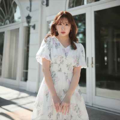 Her lip to官方正品春日花束缎面连衣裙