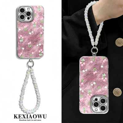 苹果清新细闪郁金香手链手机壳