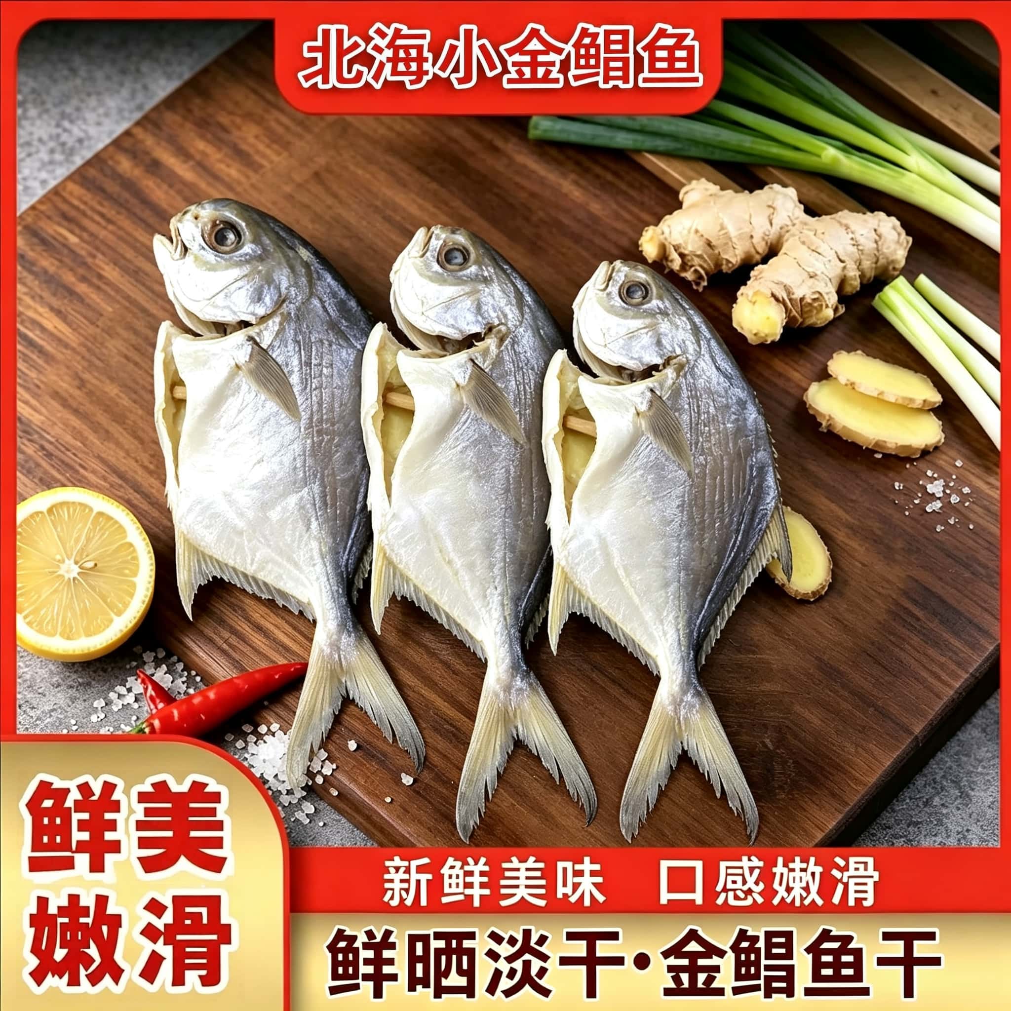 金鲳鱼干风干淡晒广西北海特产深海鲳鱼鱼干金昌鱼干货自晒咸鱼干