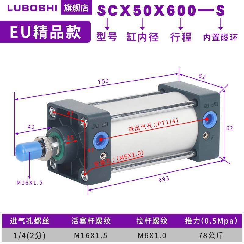 SC标准气缸SC50/63*25/50/75/100/125/150/175/200/250/300/350-S_虎窝淘