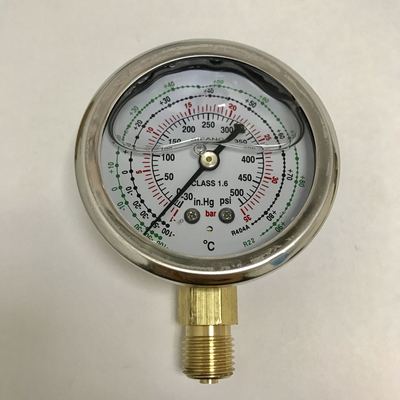 压力表 直径68mm 充油 压力-30inhg-500psi -1-35bar r404a r22