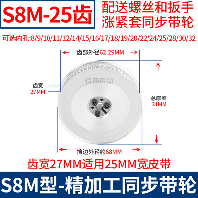 齿宽免键同步轮内孔胀紧
