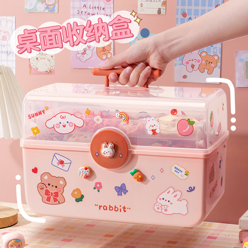 化妆品收纳盒透明桌面口红护肤美甲收纳盒子火漆印章美术生工具箱