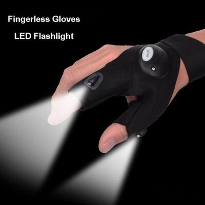 Fingerless Fishing Gloves With High Bright LED Flashlight