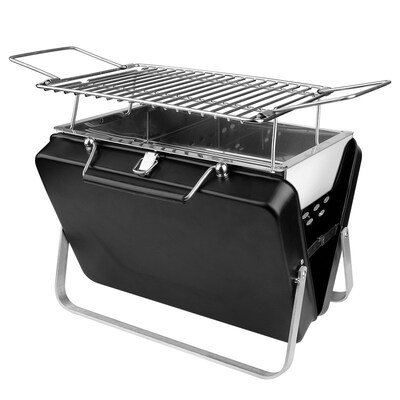 Stainless Steel BBQ Grill Folding Black Portable Briefcase B