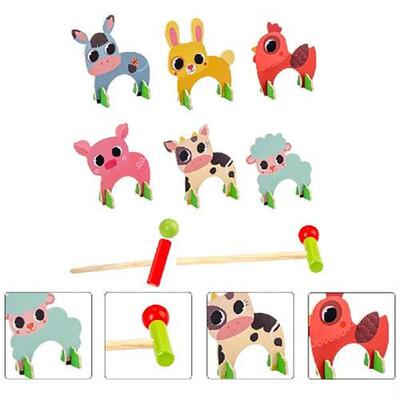 Croquet Set Kids Game Toy Wooden Games Animal Toys Sets