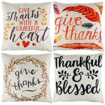 4 pcs Thanksgiving Day Pillow Covers For Sofa DIY Printed Pi