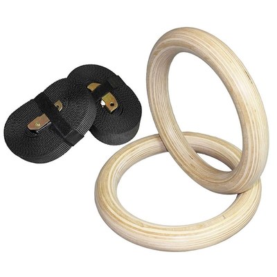 1 Pair Birch Wood Gymnastic  Pull p GYM Ring for Home Fitnes