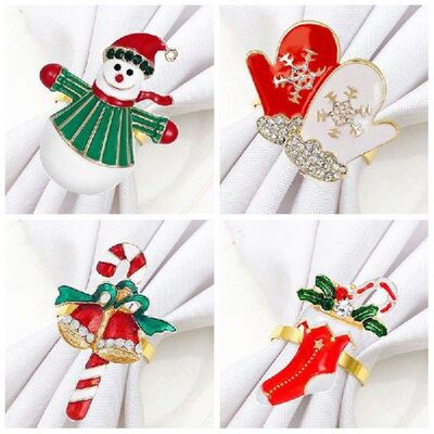 6Pcs Kerst Servetring Houders Xmas Tafel Decoratie Voor