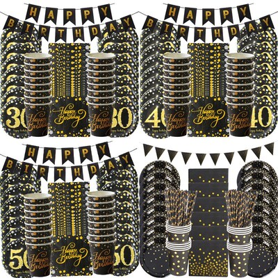 30 40 50 Years Anniversary Disposable Tableware set Happy