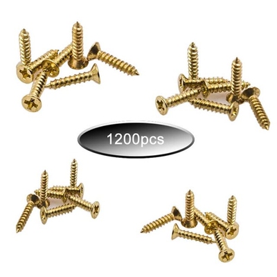 1200PCS Flat Head Screws Carbon Steel Gold Plated Self Tappi