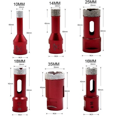 6-75mm M14 Vacuum Brazed Drill Bit High Hardness Less Resist