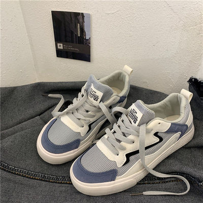 2022 Summer Woman Vulcanize Shoes Mesh Breathable Blue Patch