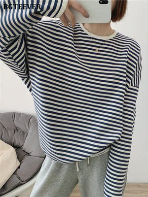 BGTEEVER 2022 Autumn Casual Striped Pullovers Women Knitted