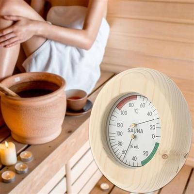 Round Wood Digital Thermo-Hygrometer Wall Hanging Temperatur