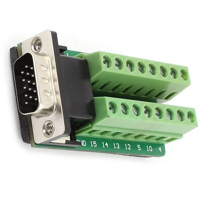 D-SUB DB15 VGA Male 3Row 15Pin Plug to Terminal PCB Board Co