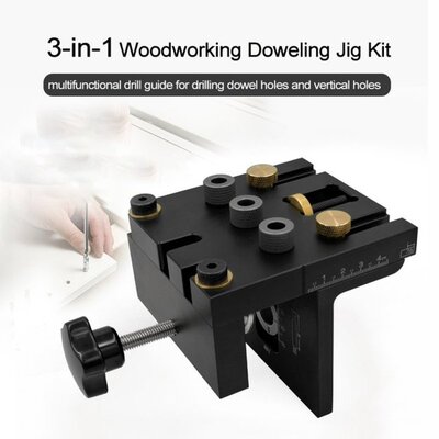 3-in-1 Professional Woodworking Doweling Jig Kit with Positi