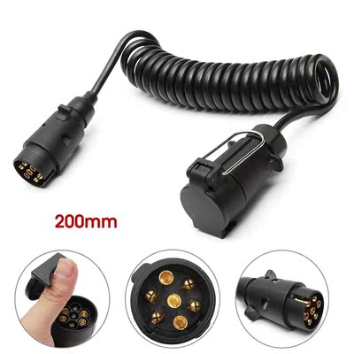 200cm 7Pin Trailer Light Board Extension Cable Lead Male to