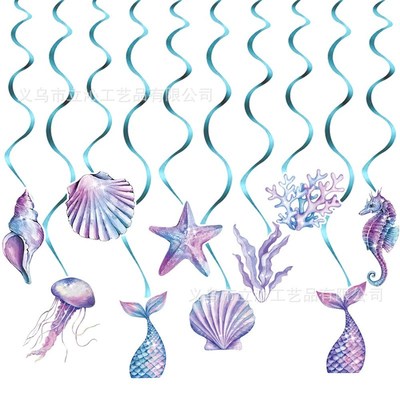 Mermaid Theme Garlands Pendant Aquatic Shell Seahorse Spiral