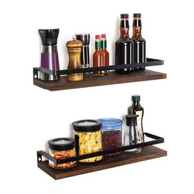 Wood Wall Mounted Storage Rack Floating Shelves Kitchen