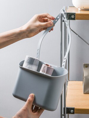 Onboard trash cans in a car with creative mini hanging door