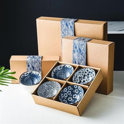 Japanese ceramic tableware gift bowl set Qinghua porcelain