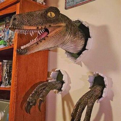 3D Dinosaur Decoration Velociraptor Set Resin Wall